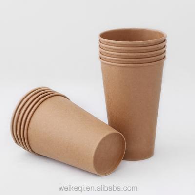 China Custom Logo Disposable kraft Single Wall Paper Cup 3oz to 32oz for sale