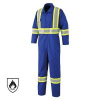 China 100 Cotton Reflective Tape Flame Retardant Coverall Workwear EN11611 Royal Blue for sale