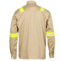 China Khaki Reflective FR Welding Shirt 100% Cotton CAT2 ATPV for sale