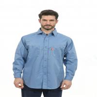 China Button Closure 100% Cotton Fire Retardant Work Shirt Plaid Pattern 210gsm for sale