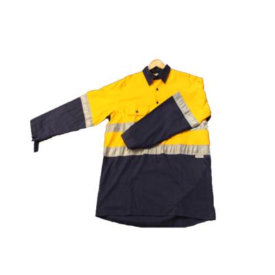 China EN20471 FR Long Sleeve Construction Work Shirts Hi Vis Yellow Orange Highlight for sale