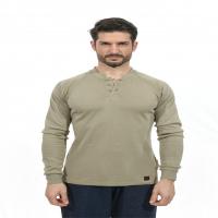 China 7oz FR Cotton Shirt UL Arc Proof Tan Color EN61482 Flame Retardant Long Sleeve Shirts for sale