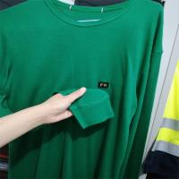 China Green 5.5oz Protective FR Long Sleeve T Shirts Cotton Knitted for sale