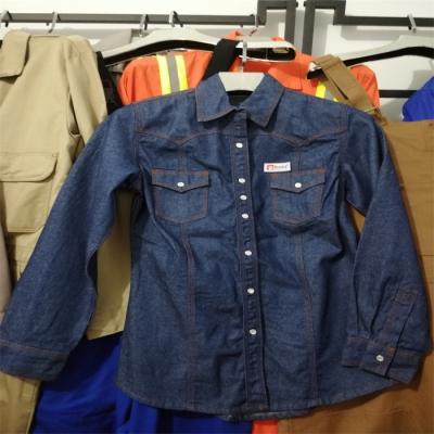 China 100% Cotton FR Denim Shirt For Welding Industry NFPA 2112 for sale