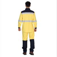China Cotton 210gsm Flame Retardant Coverall Workwear With Reflective Tape Two Tone Safety for sale