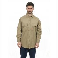 China CFR Khaki Welding Shirts Flame Retardant Welding Button Up Shirts for sale