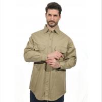 China CFR Khaki Welding Shirts Flame Retardant Welding Button Up Shirts for sale