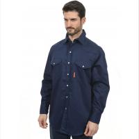 China Navy Blue Fire Retardant Work Shirt NFPA2112 EN61482-2 FR Snap Button Shirt for sale