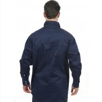 China Navy Blue Fire Retardant Work Shirt NFPA2112 EN61482-2 FR Snap Button Shirt for sale