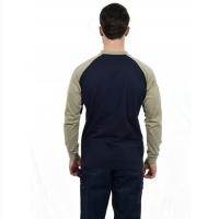 China Navy FR Henley Shirt Welding With Knitted Interlock Fabric for sale