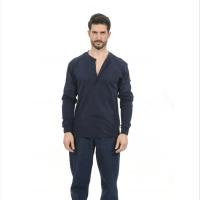 China Navy Knitted Long Sleeve FR Work Shirts Cotton Arc Rated CAT2 for sale