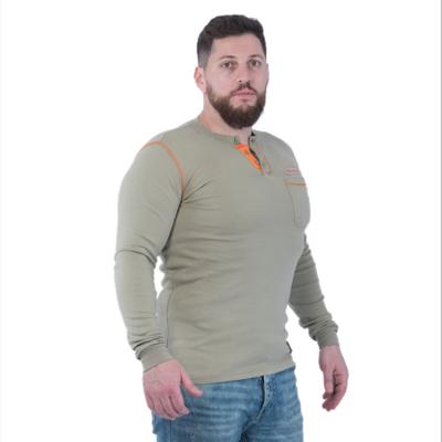 China 100 Cotton 5.5oz Single Jersey FR Henley Shirt Moisture Wicking FR Shirt for sale