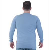 China Knitted 7oz Interlock Fire Retardant Long Sleeve Shirts EN61482-2 Light Blue for sale