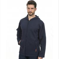 China 100% Cotton 350gsm Navy FR Fleece Hoodie CAT2 For Welding Workers for sale