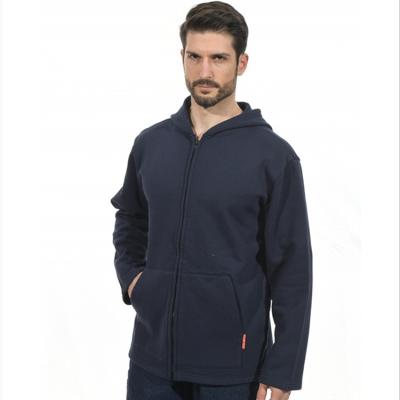 China 100% Cotton 350gsm Navy FR Fleece Hoodie CAT2 For Welding Workers for sale