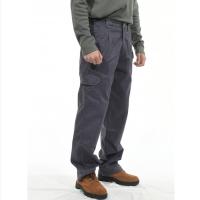 China Cotton FR Twill Cargo Flame Resistant Pants Gray 6 Pockets 7.5oz Fire Rated Work Pants for sale