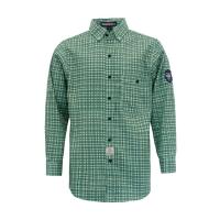 China 100% Cotton 210gsm Fire Retardant Work Shirt Green Plaid for sale