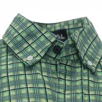 China 100% Cotton 210gsm Fire Retardant Work Shirt Green Plaid for sale