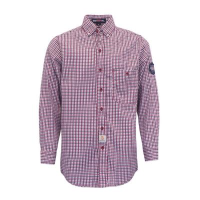 China 6.5oz Cotton Plaid Flame Resistant Work Shirt Buttons Style for sale