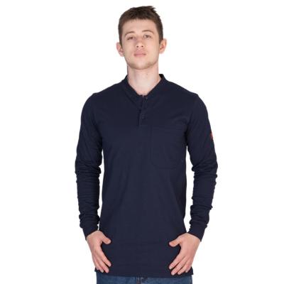 China NFPA2112 Navy FR Shirt Mining Industry Work Henley T Shirt FR Men Cloth for sale