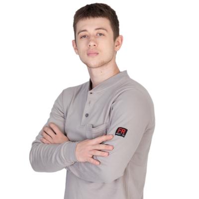 China Custom LOGO FR Work Shirt Men'S Flame Retardant Henley Industrial Use CFR Shirt for sale