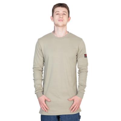 China Arc Flash 100% Cotton Khaki Hoodie T Shirt Flame Retardant 7oz for sale