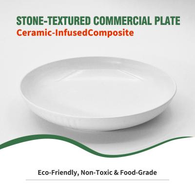 China Shatterproof Stone-Textured Deep Dinner Plate for Restaurants & Catering | FDA Safe Ceramic-Infused Composite Pasta Soup Bowl Plate for sale