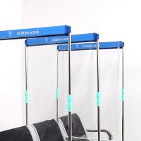 China PC PVC Blue Transparent Hospital Sneeze Guard Reception Desk Plexiglass Barrier for sale