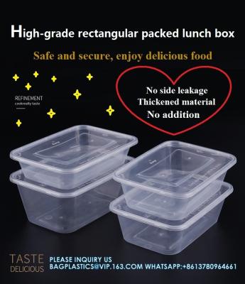 China 500 Ml Disposable Lunch Box Rectangular Bento Transparent Plastic Tableware Wholesale Packaging Box PP Takeaway for sale