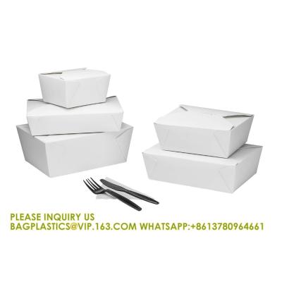 China 110 oz Paper Take Out Containers White Lunch Meal Food Boxes #1, Disposable Storage To Go Packaging for sale