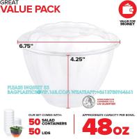 China 48 Oz. Disposable Salad Bowls - On-The-Go Salad Bowl - Plastic Salad Containers For Dinner - Large Salad Bowl To-Go Cont for sale