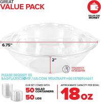 China 18oz Clear Plastic Salad Bowls With Lids Disposable (50 Pack) Mini Takeout Container Snap On Lid For Fruit Salads for sale