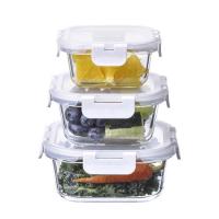 China Storage Canister Bamboo Lid Lunch Box Borosilicate Storage Canister Glass Food Storage Containers for sale