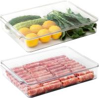 China Refrigerator Organizer Bins,Food Storage Container With Lids For Fruit, Vegetables, Bacon Meat Cheese Keeper for sale