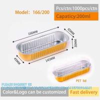 China 200ml Length 166MM, Sturdy Aluminum Foil Pans With Lids For Cooking, Baking, Reheating, Freezer, Oven, Recyclable for sale