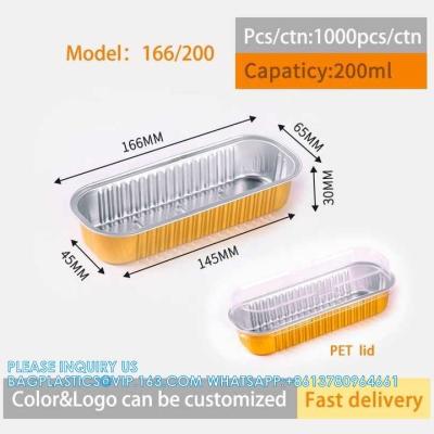 China 200ml Length 166MM, Sturdy Aluminum Foil Pans With Lids For Cooking, Baking, Reheating, Freezer, Oven, Recyclable for sale