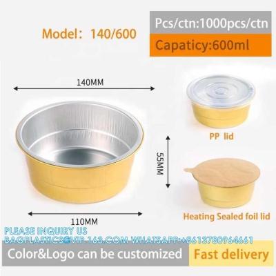 China 140mm Diameter 600ml Custom Logo Disposable Aluminum Foil Baking Loaf Shape Pan/Tray Aluminum Foil Takeaway for sale