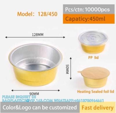 China 128mm Diameter 450ml Custom Logo Disposable Factory Price Aluminum Foil Containers Disposable Aluminium Cake Bake Tray for sale