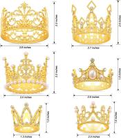 China Gold Crown Cake Topper, 6 Pieces Happy Birthday Cake Toppers, Princess Crown Cake Decorations, Mini Crowns For Flower for sale