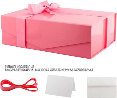 China Gift Boxes With Ribbons, Glossy Pink Gift Boxes For Presents, Bridesmaid Proposal Box, Extra Large Gift Box for sale