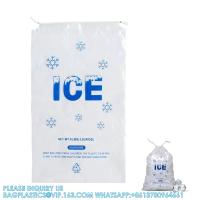China 8 Lb. Plastic Ice Bags With Cotton Draw String 11 X 19 Inch Heavy-Duty Plastic Ice Storage Bags With Draw String for sale