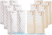 China Champagne Wine Gift Bag Bulk With Tags, Polka Dots Single Bottle Holiday Gift Wrapping Wine Bags, New Year Birthday for sale