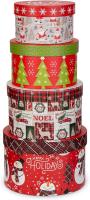 China Christmas Gift Boxes With Lids For Presents Round Gift Boxes With Lids Set Of 4 Nesting Christmas Boxes For Flowers for sale