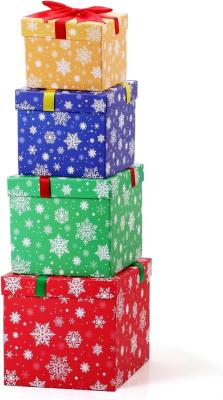China Christmas Nesting Gift Boxes Hard Xmas Stackable Boxes Candy Christmas Decorative Boxes With Lids Xmas Nested Boxes for sale