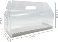 China Clear Roll Cake Gable Boxes With Handle & Cake Boards, Transparent Plastic Gift Boxes，Easy Carrying Pastry Containers For Bakery Christmas Wedding, Size: 11” X 4.3” X 4” for sale