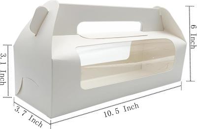 China Window Roll Cake Gable Boxes Bulk With Handle & Cake Boards, Homemade & Bakery White Paper Favor Containers, Easy Carrying, Gift Boxes For Christmas Wedding for sale