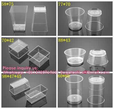 China Plastic Dessert Cups With Lids And Sporks, Clear Square Cake Cups Dessert Containers For Pudding Parfait Fruit Yogurt And Shortcake for sale
