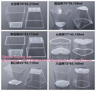 China Aviation cup  Aviation tray  Aviation box  Aviation container Dessert Cups With Lids And Spoons, Mini Plastic Parfait Cups For Parties, Clear Square Cups For Appetizer Cake Ice-Cream for sale