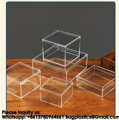 China Pack Acrylic Boxes With Lid, Clear Square Cubes Treat Gift Boxes Candy Storage Container For Candy, Little Trinkets, Jewelry, Party Favor for sale