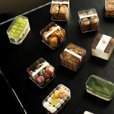 China Square Clear Plastic Dessert Cups with Lids and Sporks&Stickers Disposable Parfait Cups with Lid,Tiramisu container with lid,Cupcake,Parfait,Pudding,Iced Cold Drinks,Fruits for sale
